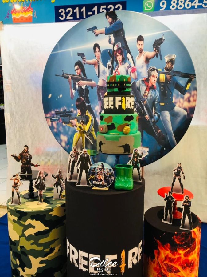 free fire com painel redondo – Dilce Festas